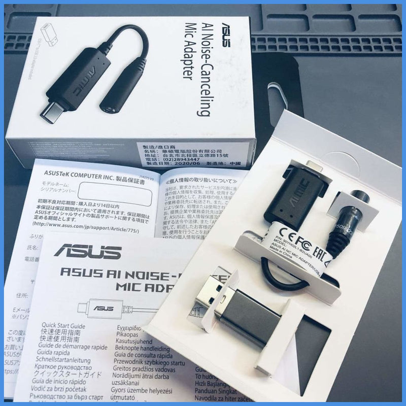 ASUS AI Noise-Canceling Mic Adapter with USB-C to 3.5mm connection wit