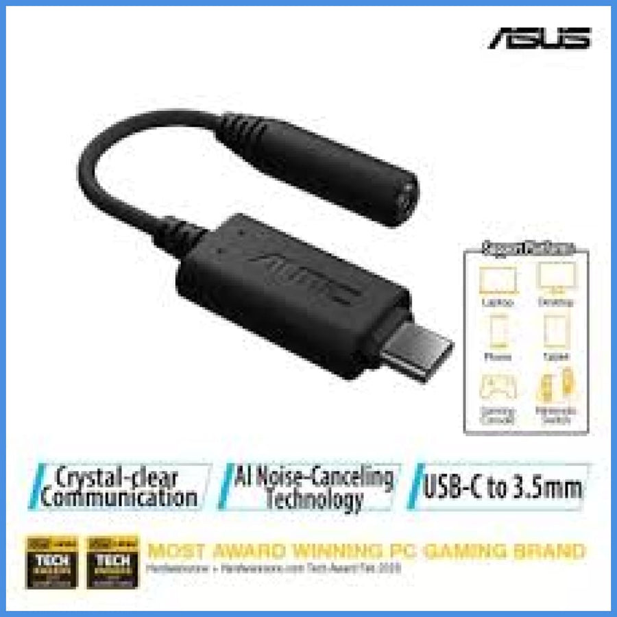 ASUS AI Noise-Canceling Mic Adapter with USB-C to 3.5mm connection wit