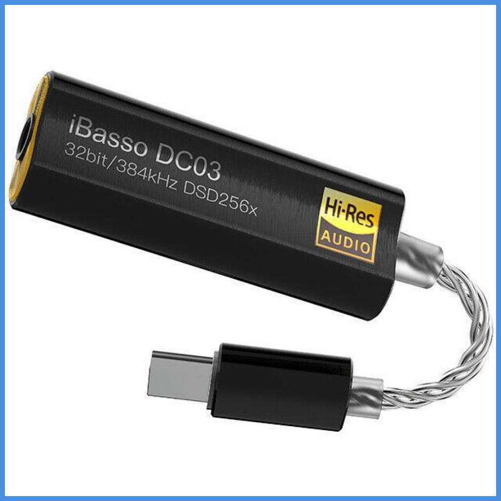 iBasso DC03 Hi-Res 3.5mm DAC Cable Adapter for Type C Plug Black Silve